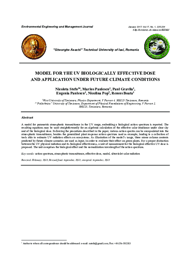 (PDF) Model for the Uv Biologically Effective Dose and Application ...