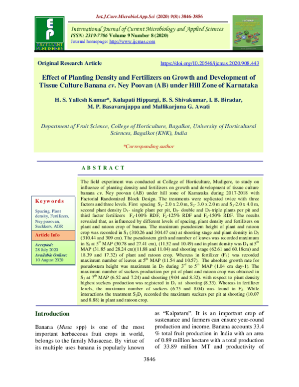 (PDF) Effect of Planting Density and Fertilizers on Growth and ...
