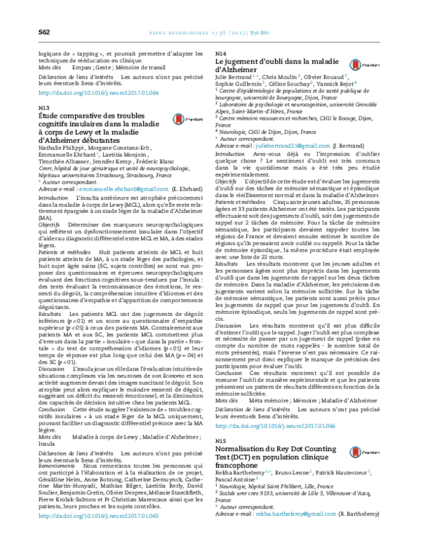 Normalisation du Rey Dot Counting Test (DCT) en population clinique ...