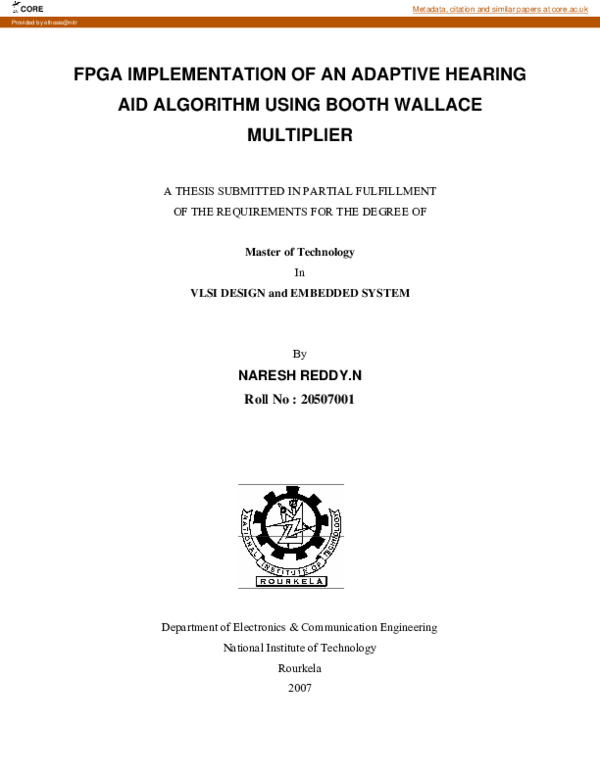 Pdf Fpga Implementation Of An Hearing Aid Algorithm Using Booth