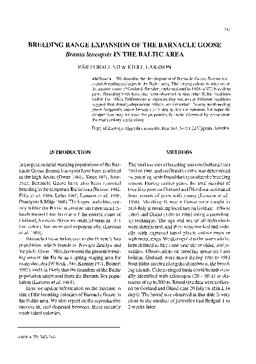 (PDF) Breeding range expansion of the Barnacle Goose Branta leucopsis ...