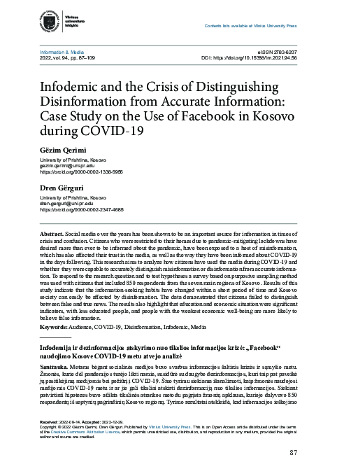 (PDF) Infodemic and the Crisis of Distinguishing Disinformation from ...