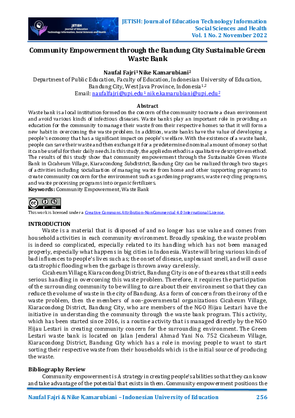 (PDF) Community Empowerment through Sustainable Green Waste Bank ...