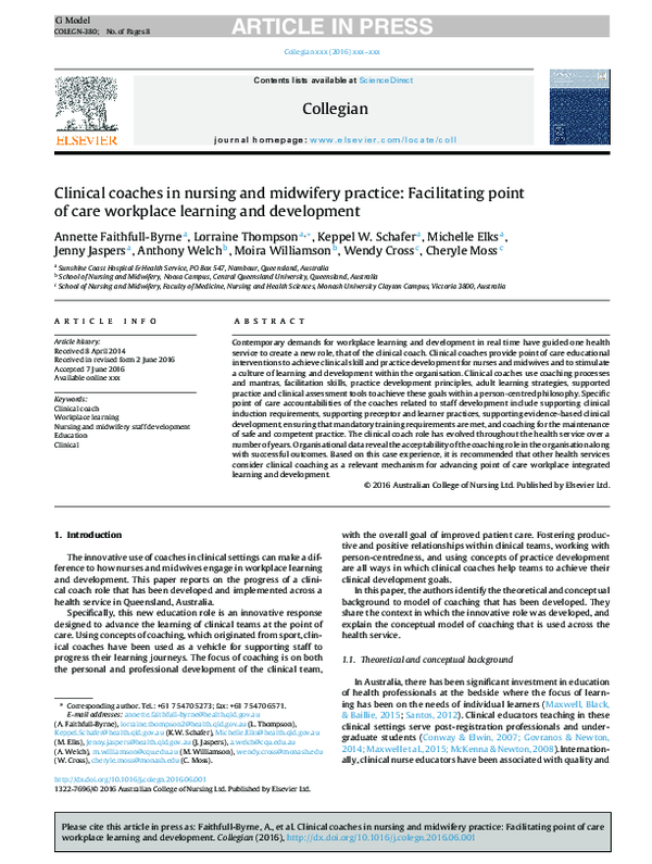 (PDF) Clinical coaches in nursing and midwifery practice: Facilitating ...
