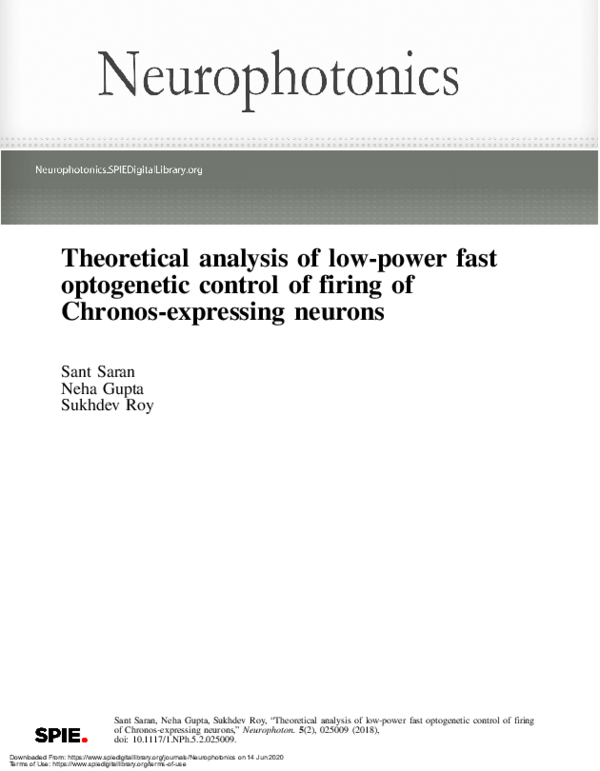 (PDF) Theoretical analysis of low-power fast optogenetic control of ...
