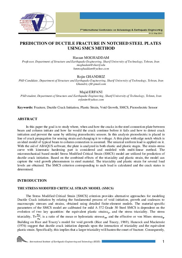 Pdf Prediction Of Ductile Fracture In Notched Steel Plates Using Smcs