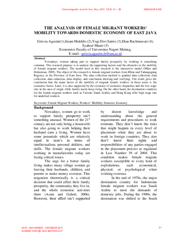 (PDF) Mobility Factors of Female Migrant Workers in East Java