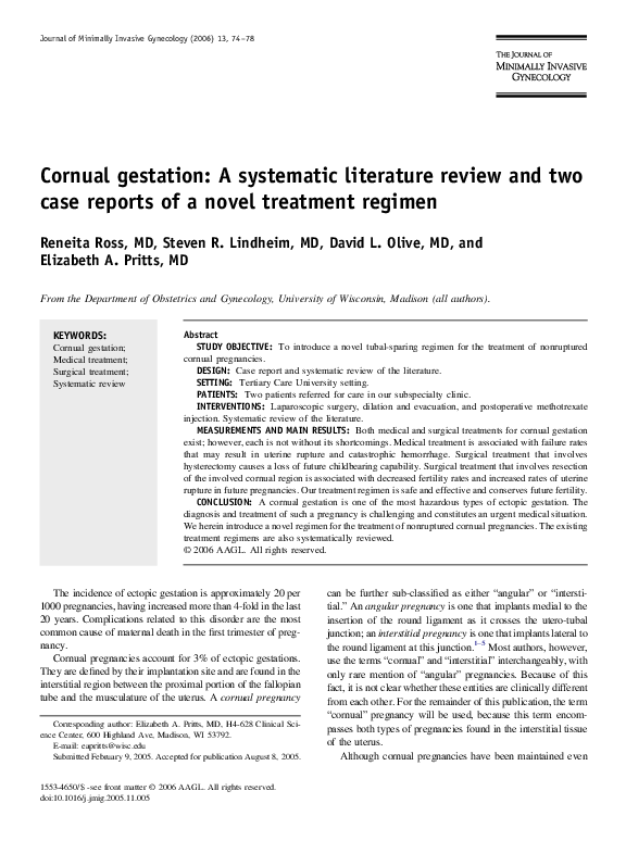 (PDF) Cornual gestation: A systematic literature review and two case ...