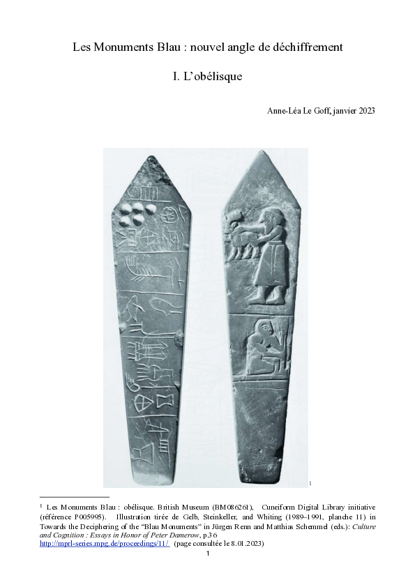 (PDF) Les Monuments Blau : nouvel angle de déchiffrement