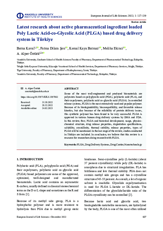 (PDF) Latest research about active pharmaceutical ingredient loaded ...