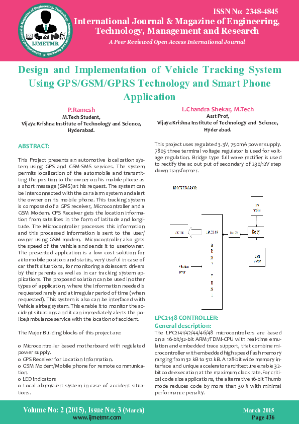 Pdf Design And Implementation Of Vehicle Tracking System Using Gps