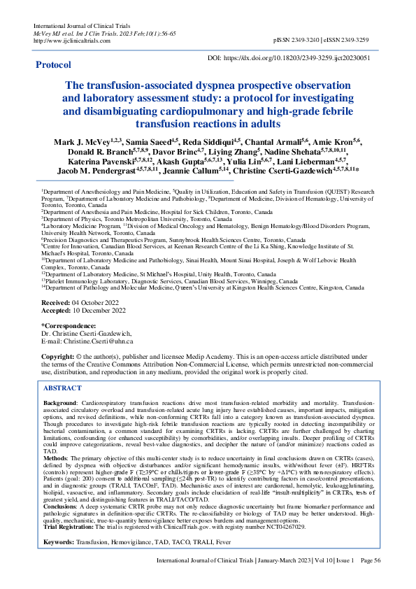 (PDF) The transfusion-associated dyspnea prospective observation and ...