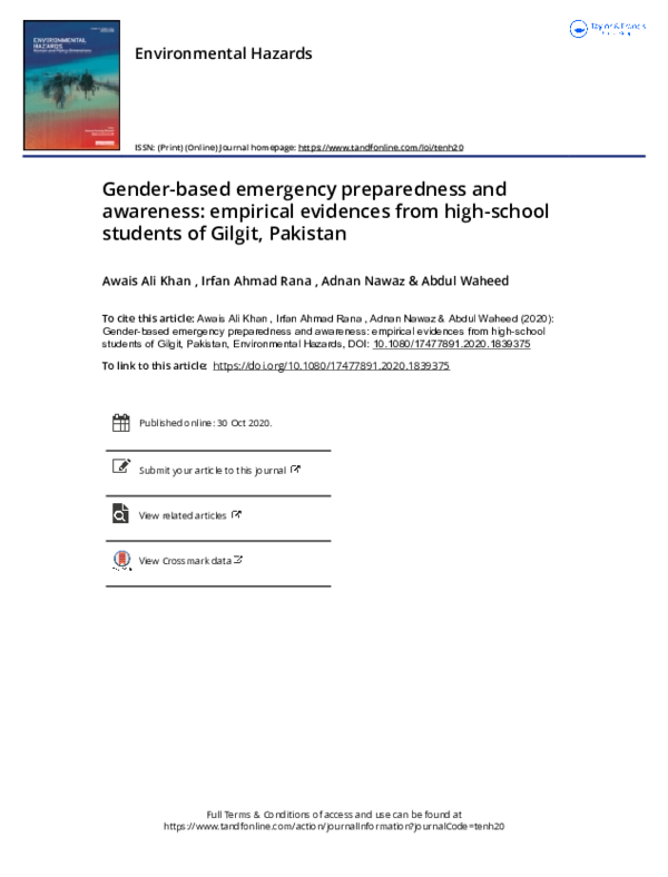 (PDF) Gender-based emergency preparedness and awareness: empirical ...