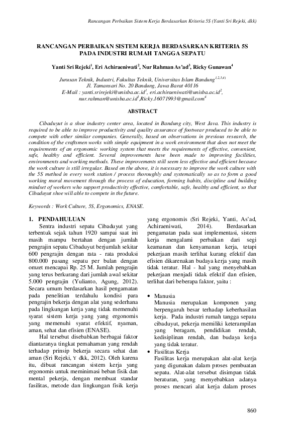 (PDF) Rancangan Perbaikan Sistem Kerja Berdasarkan Kriteria 5S Pada ...
