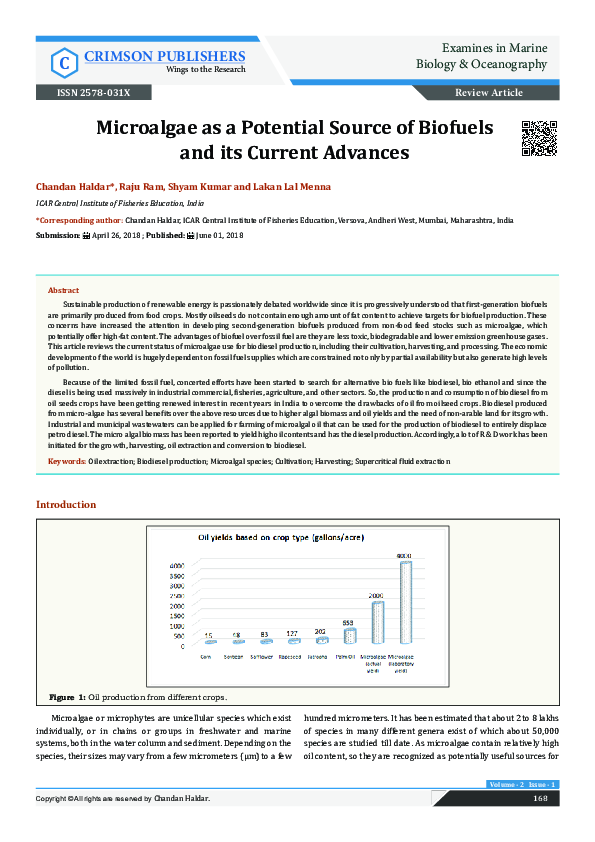 (PDF) Microalgae as a Potential Source of Biofuels and its Current Advances