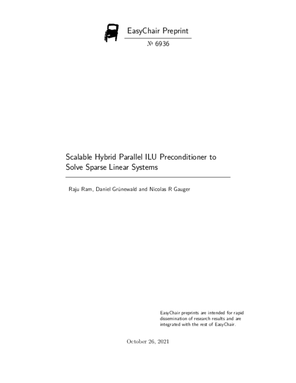 (PDF) Scalable Hybrid Parallel ILU Preconditioner to Solve Sparse Linear Systems