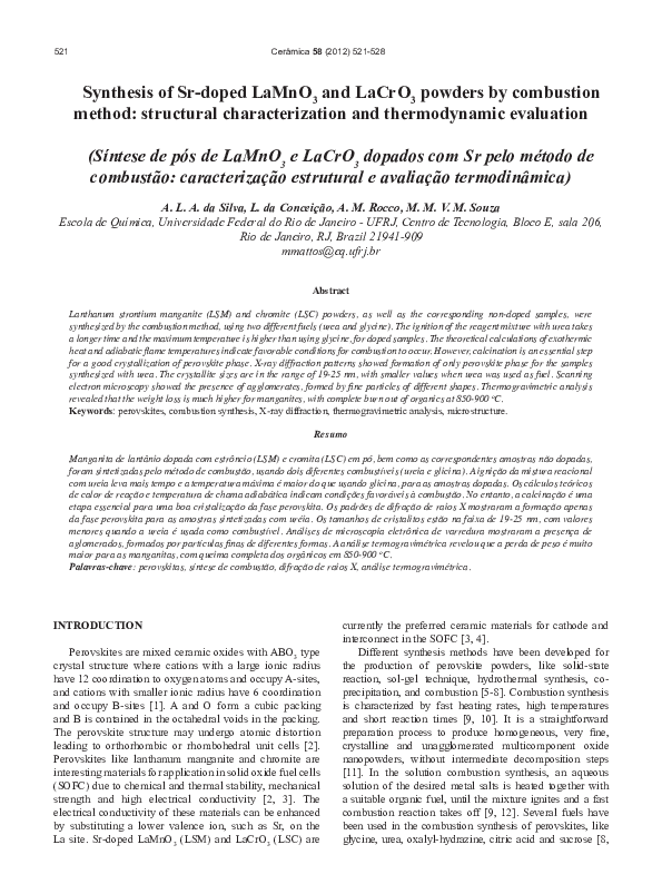 (PDF) Síntese de pós de LaMnO3 e LaCrO3 dopados com Sr pelo método de ...