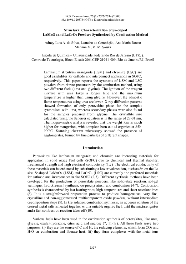 (PDF) Structural Characterization of Sr-doped LaMnO3 and LaCrO3 Powders Synthesized by ...