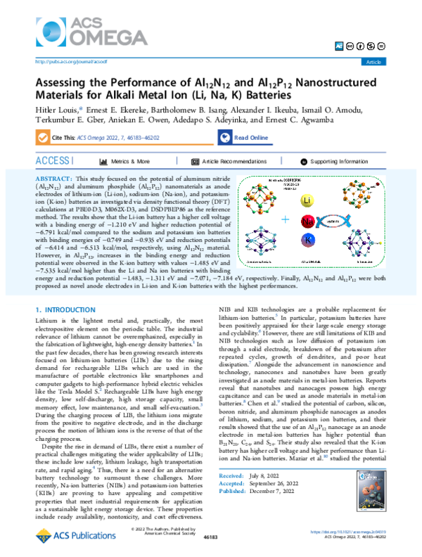 (PDF) Assessing the Performance of Al12N12 and Al12P12 Nanostructured ...