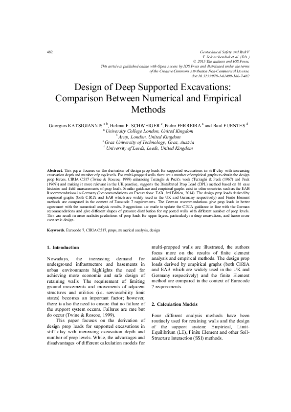 (PDF) Design of Deep Supported Excavations: Comparison Between ...