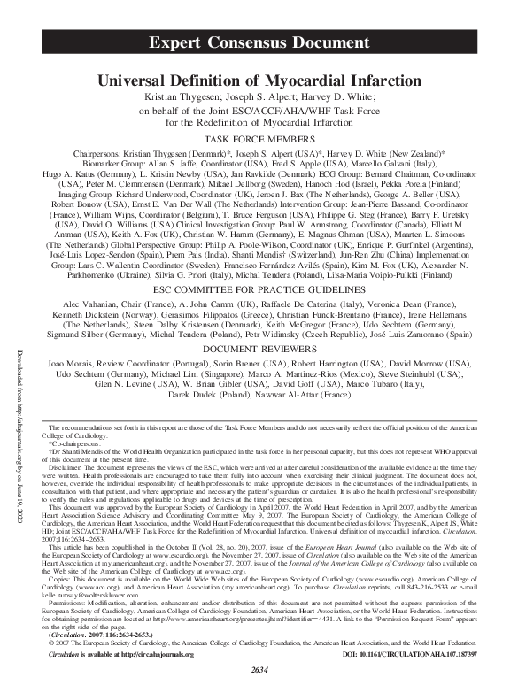 (PDF) Universal Definition of Myocardial Infarction | S. Underwood ...