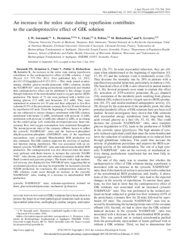(PDF) An increase in the redox state during reperfusion contributes to ...