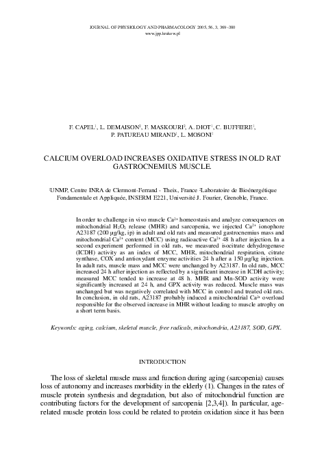 (PDF) Calcium overload increases oxidative stress in old rat ...