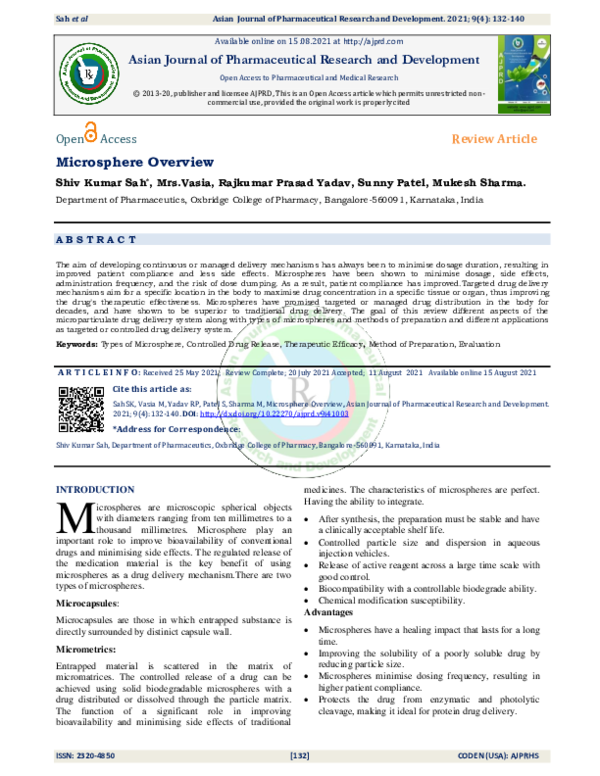 (PDF) Microsphere Overview | shiv sah - Academia.edu