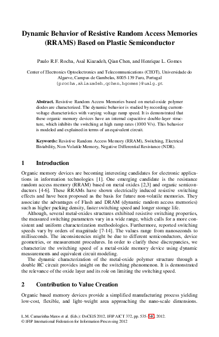 (PDF) Dynamic behavior of Resistive Random Access Memories (RRAMS ...