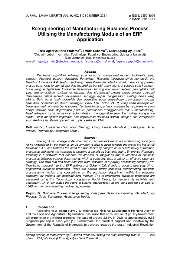 (PDF) Reengineering of Manufacturing Business Process Utilising the ...