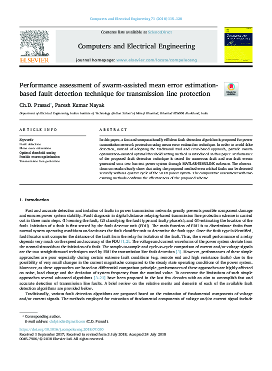 (PDF) Performance assessment of swarm-assisted mean error estimation-based fault detection ...