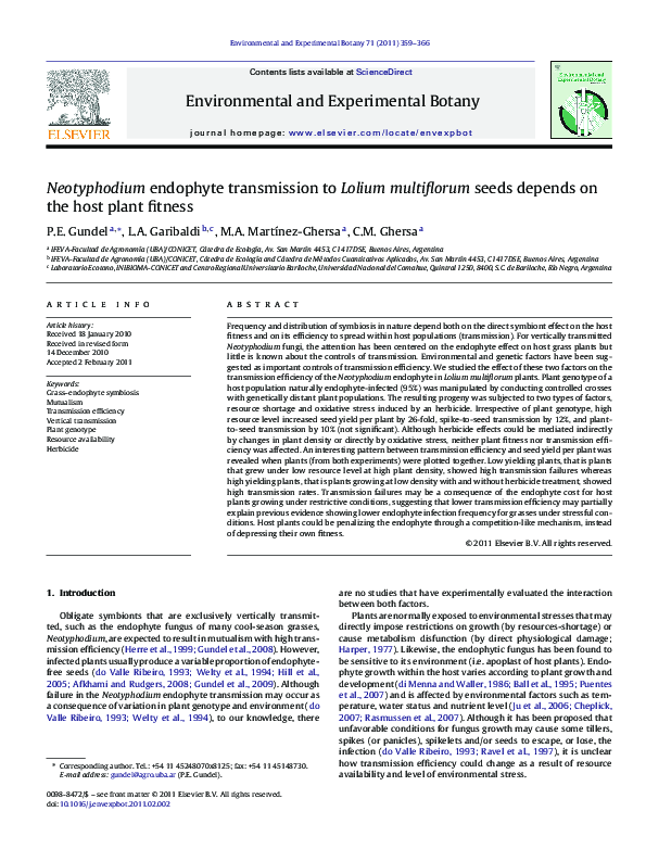 (PDF) Neotyphodium endophyte transmission to Lolium multiflorum seeds ...