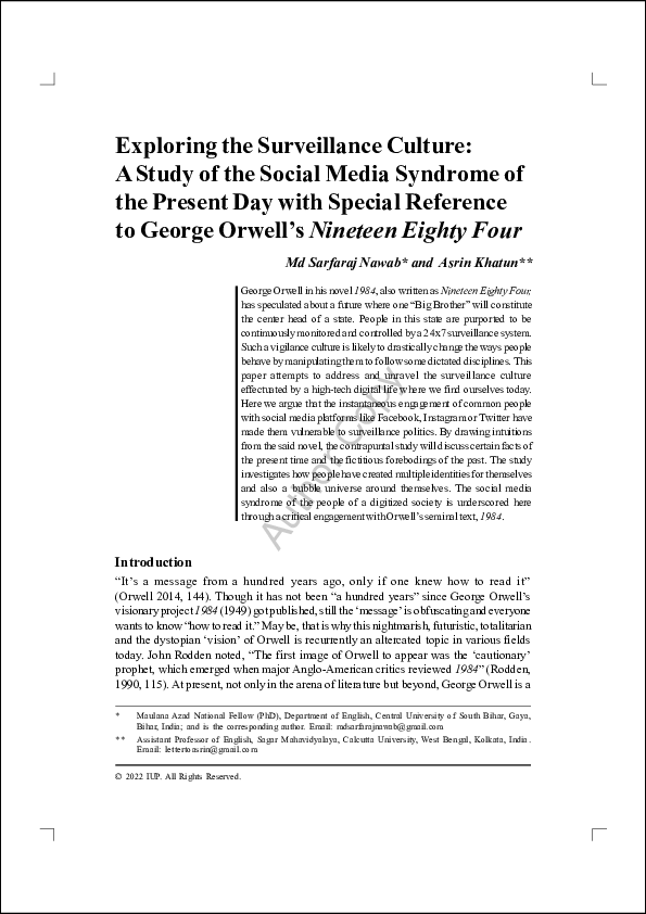 (PDF) Exploring the Surveillance Culture: A Study of the Social Media ...