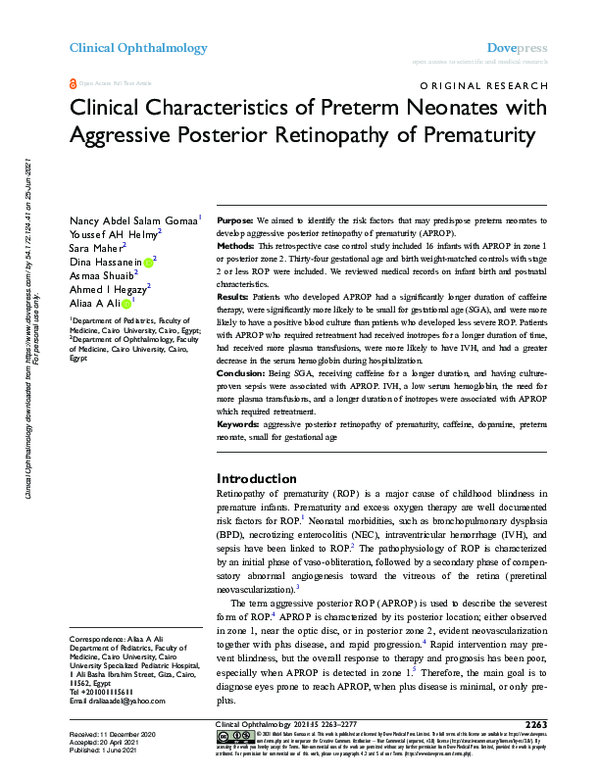 (PDF) Clinical Characteristics of Preterm Neonates with Aggressive ...