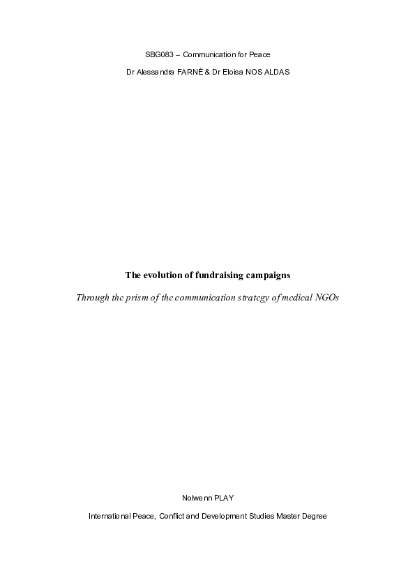 (PDF) The evolution of fundraising campaigns: through the prism of the communication strategy of ...