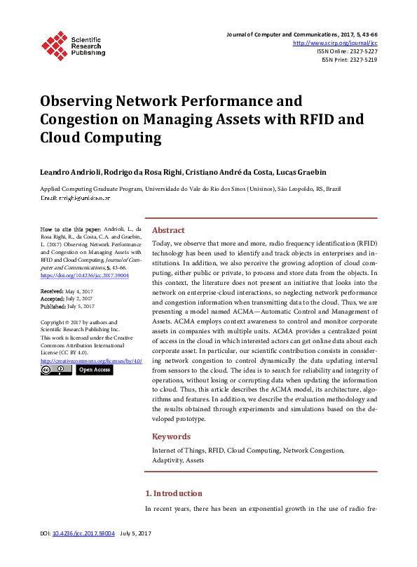 (PDF) Observing Network Performance and Congestion on Managing Assets ...