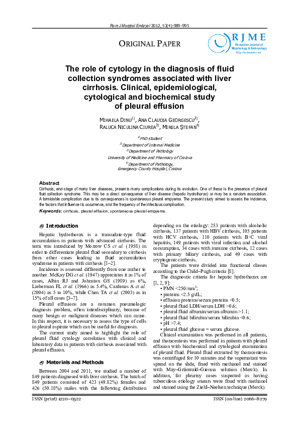 (PDF) The role of cytology in the diagnosis of fluid collection ...