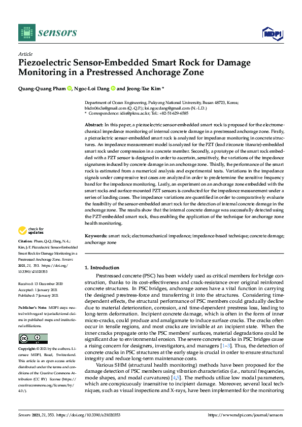 (PDF) Piezoelectric Sensor-Embedded Smart Rock for Damage Monitoring in ...