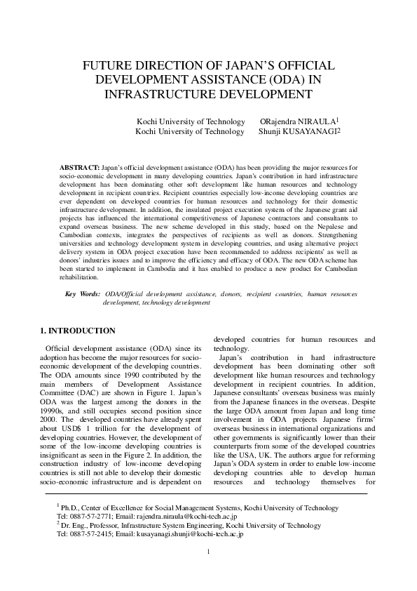(PDF) Future Direction of Japan's Official Development Assistance (Oda ...