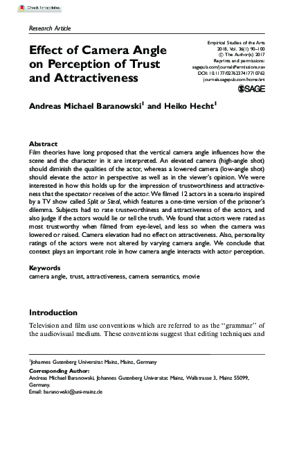 (PDF) Effect of Camera Angle on Perception of Trust and Attractiveness