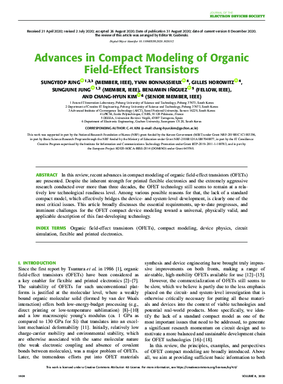 (PDF) Advances in Compact Modeling of Organic Field-Effect Transistors