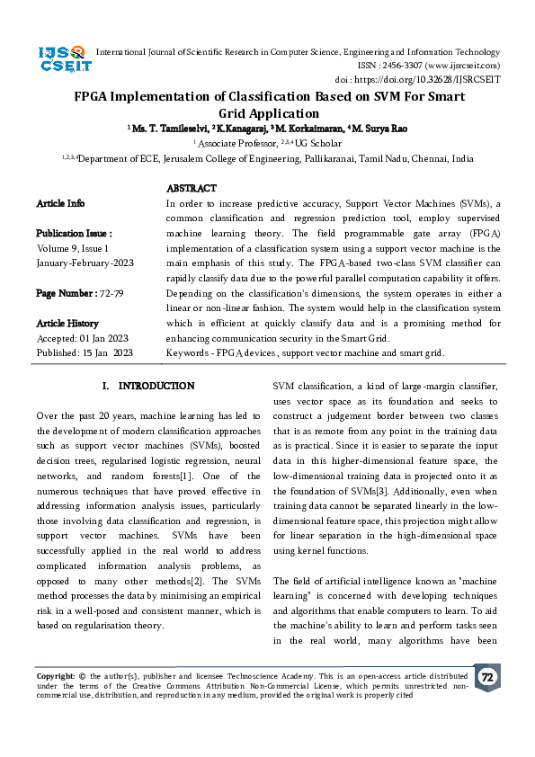 Pdf Fpga Implementation Of Classification Based On Svm For Smart Grid 1078
