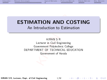 (PDF) 01 Introduction to Estimation - Estimation & Costing