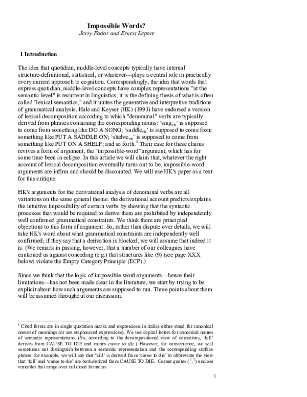 (PDF) Impossible Words?