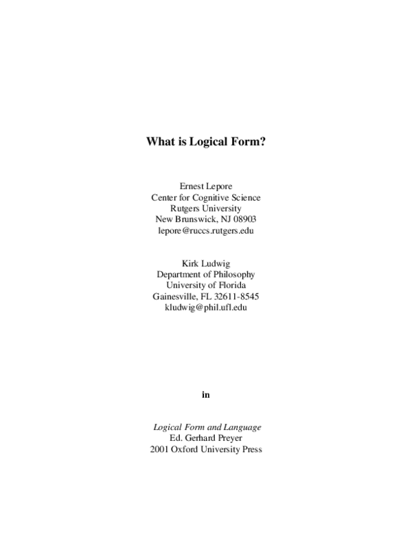 (PDF) Logical Form