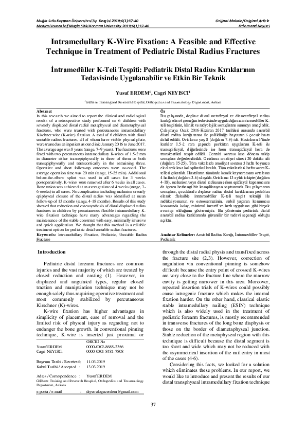 (PDF) Intramedullary K-wire fixation: A feasible and effective ...