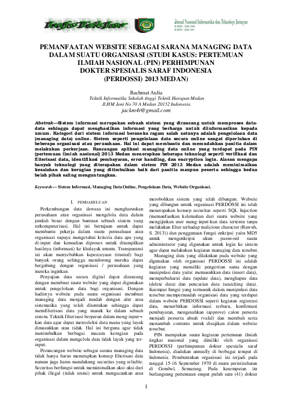 (PDF) Pemanfaatan Website Sebagai Sarana Managing Data Dalam Suatu ...