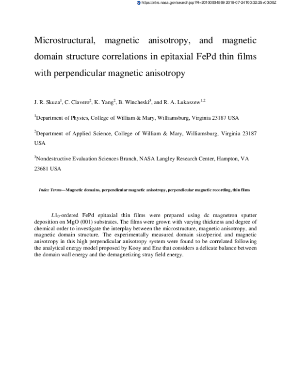 (PDF) Microstructural, Magnetic Anisotropy, and Magnetic Domain Structure Correlations in ...