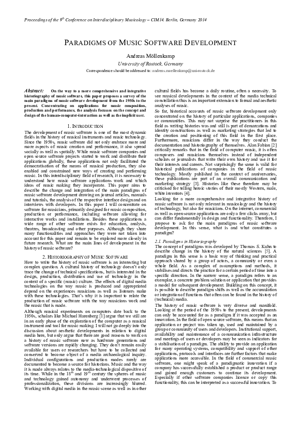 (PDF) Paradigms of Music Software Development