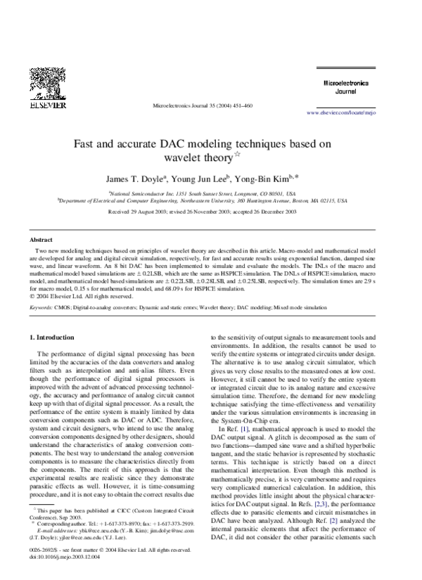 (PDF) Fast and accurate DAC modeling techniques based on wavelet theory